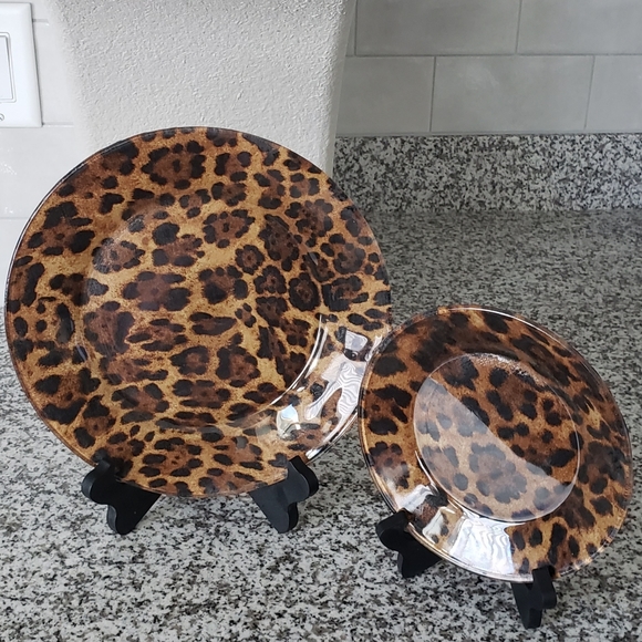 Other | Set Of 2 Leopard Print Brownblack Fabric Plate | Poshmark